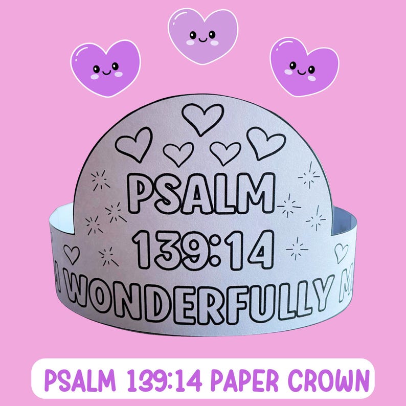 Christian Coloring Page Paper Crown Craft Psalm 139:14 I Am Wonderfully ...