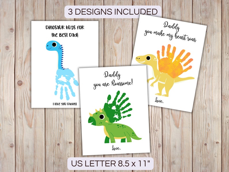 Father's Day Handprint Craft Printable Dinosaurs Happy Father's Day ...