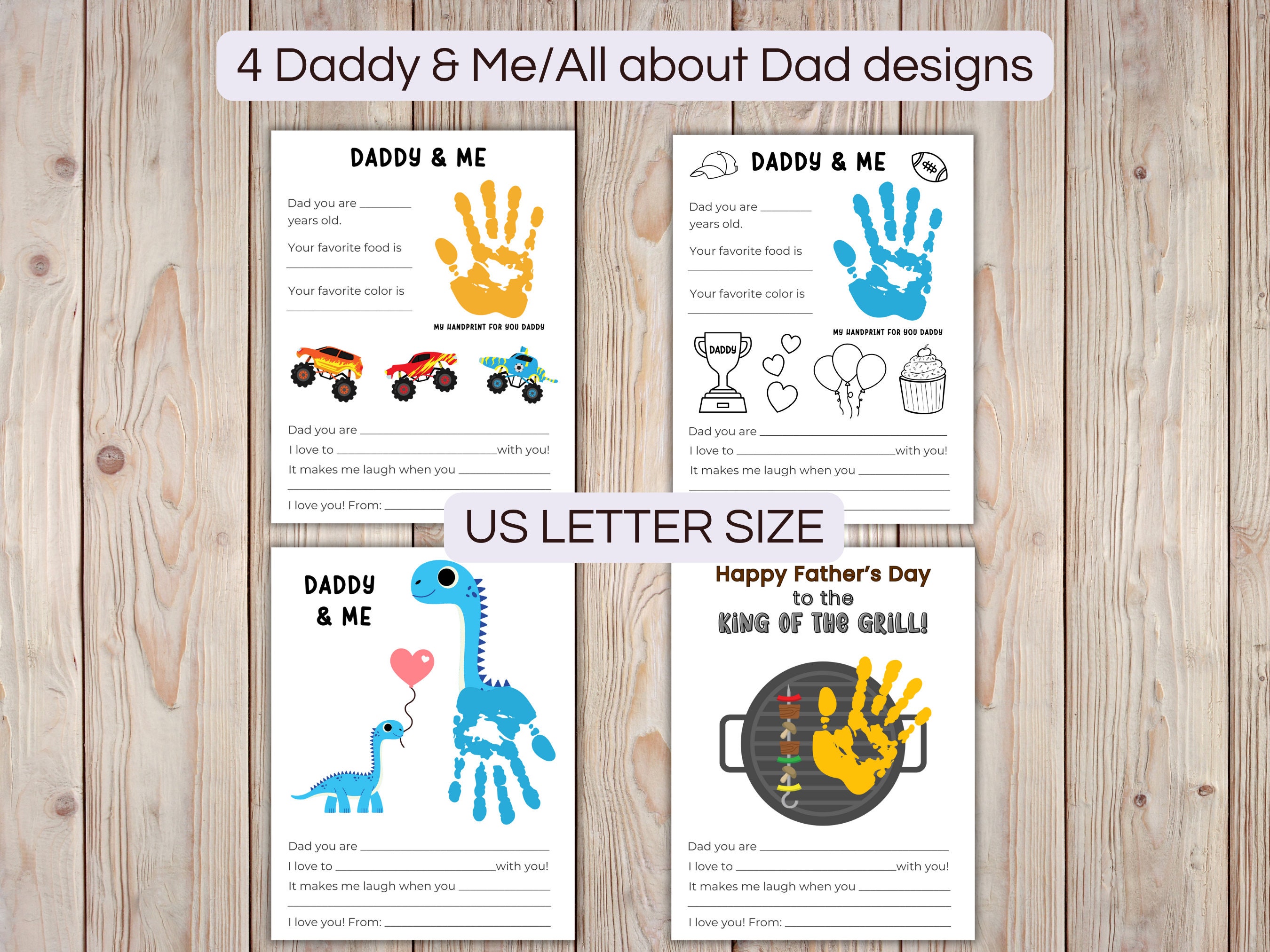 Father's Day Handprint Craft Printable Art Bundle Happy Fathers Day ...