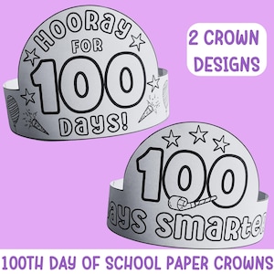 100th Day of School Crowns Coloring Craft 100 Days of School Crown ...