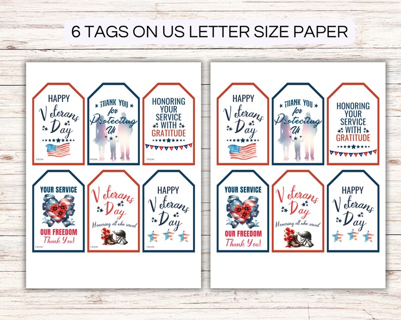 Veterans Day Gift Tag, Veterans Day Party Tags, Patriotic Gift Tag ...