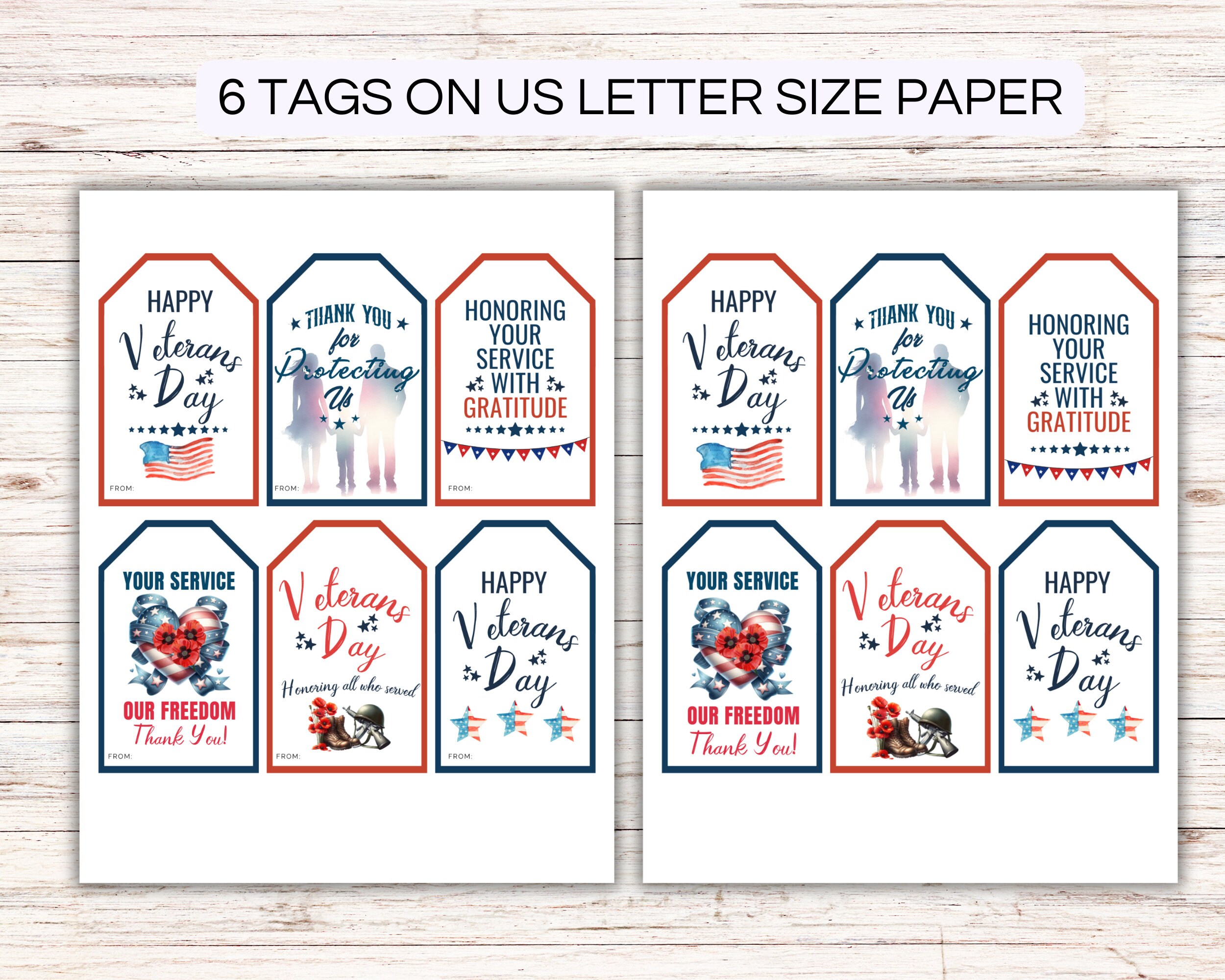Veterans Day Gift Tag, Veterans Day Party Tags, Patriotic Gift Tag ...
