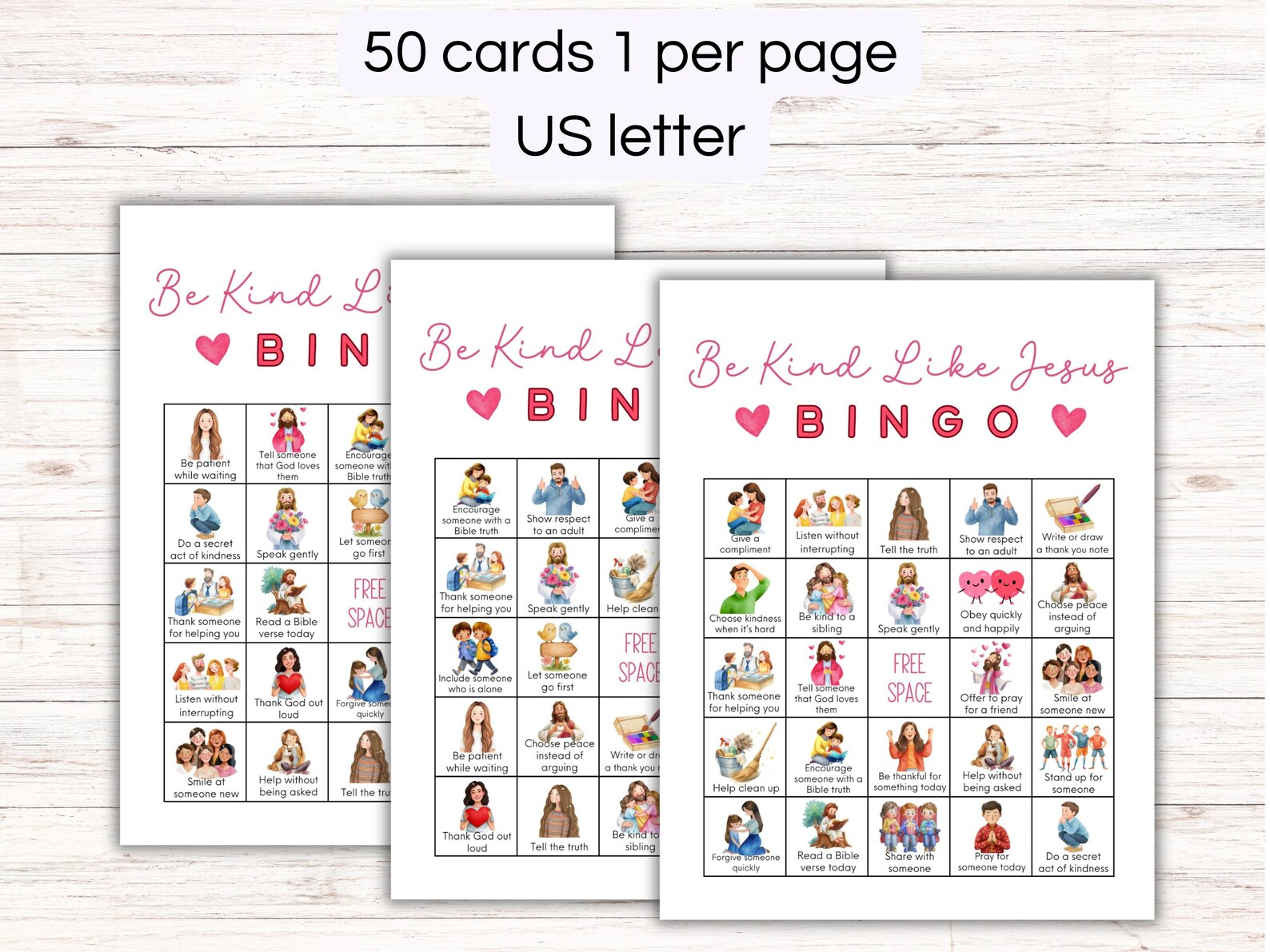 Christian Kindness Bingo Be Kind Like Jesus Sunday School 50 Bingo ...