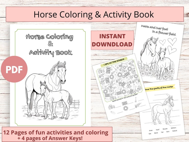 Printable Horse Coloring&activity Book for Kids Horse Camp - Etsy