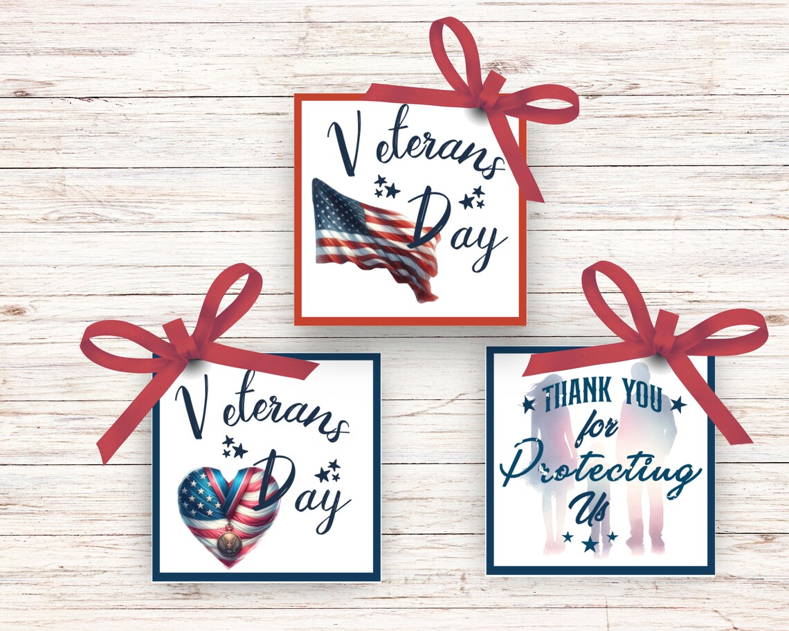 Veterans Day Gift Tag, Veterans Day Party Favor Patriotic Gift Tag ...