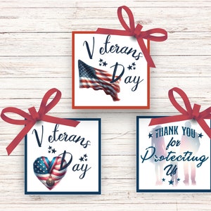 Veterans Day Gift Tag, Veterans Day Party Favor Patriotic Gift Tag ...