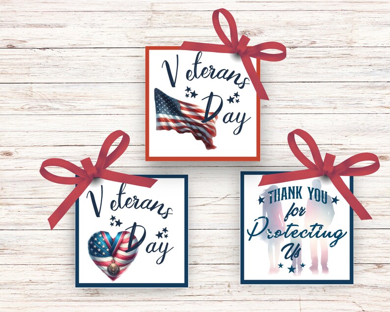 Veterans Day Gift Tag, Veterans Day Party Favor Patriotic Gift Tag ...