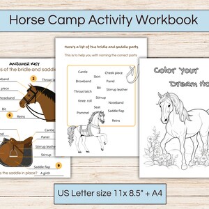 Horse Camp Activity & Coloring Workbook Printable, Horse Camp Activity ...