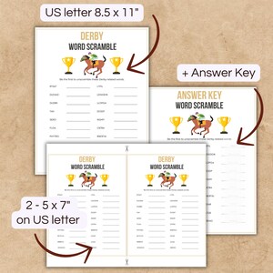 Derby Word Scramble Printable Horse Race Derby Games Horse Racing ...