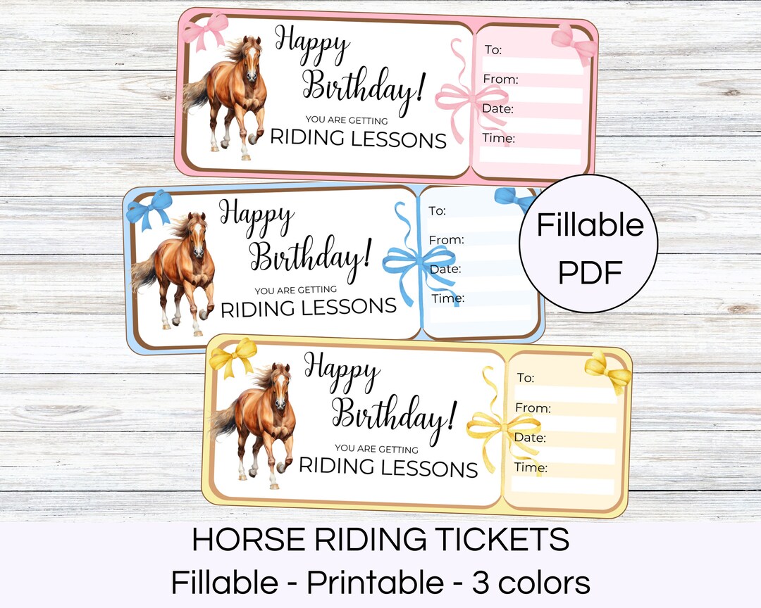 Horseback Riding Gift Voucher Fillable Horse Riding Gift Certificate ...