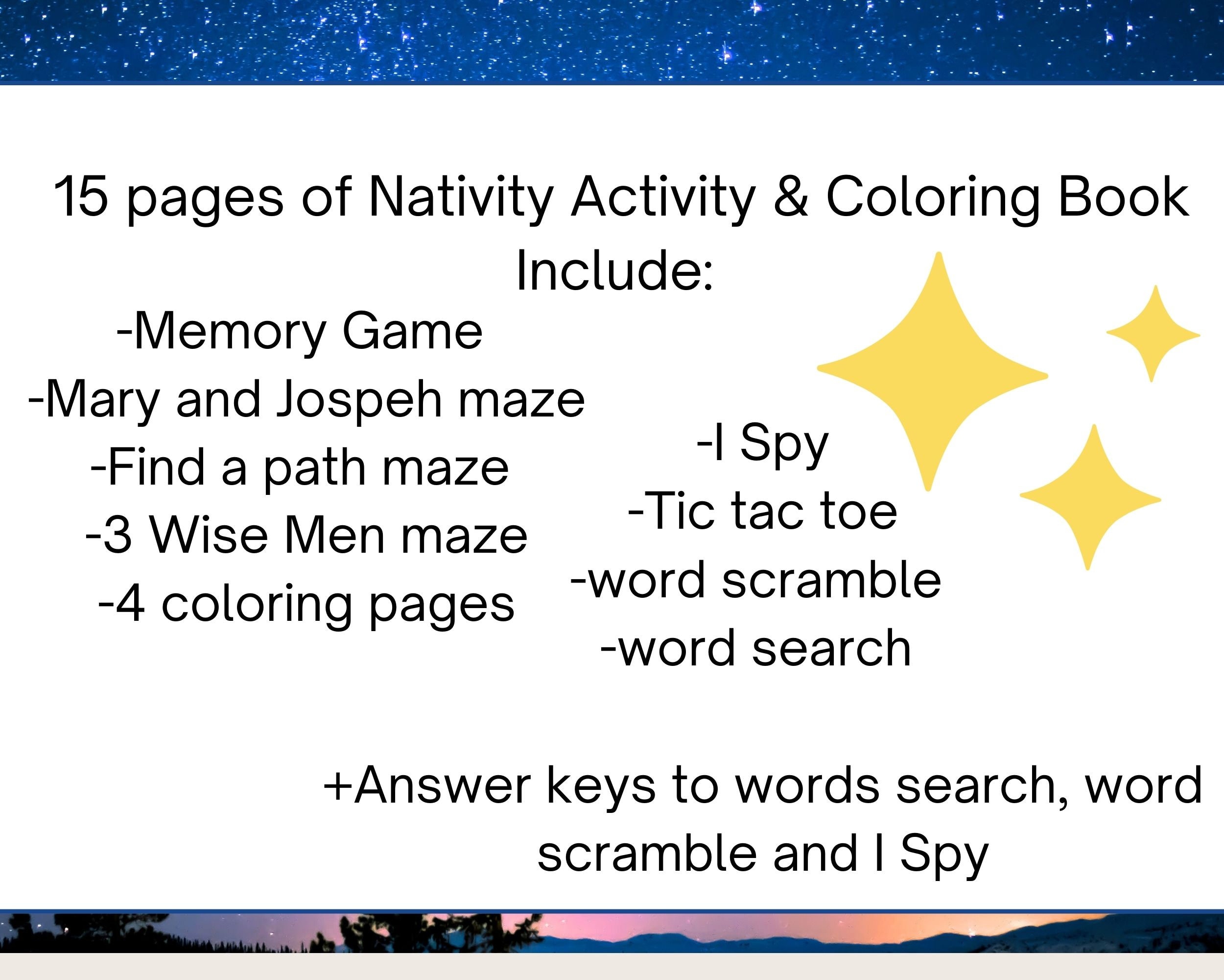 Printable Nativity Activity & Coloring Book, Christmas Activity Booklet ...