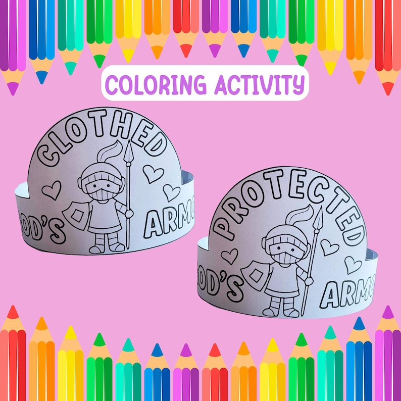 Armor of God Coloring Page Paper Crown Craft Activity Sunday School ...