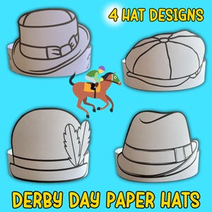 Derby Party Coloring Paper Hats for Boys Printable Derby Horse Race ...