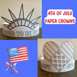 4th of July Coloring Crown Paper Craft Activity for Kids, Fourth of ...
