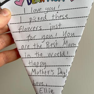 Mother's Day Coloring Card Tulip Flower Bouquet Craft, Mom Gift ...