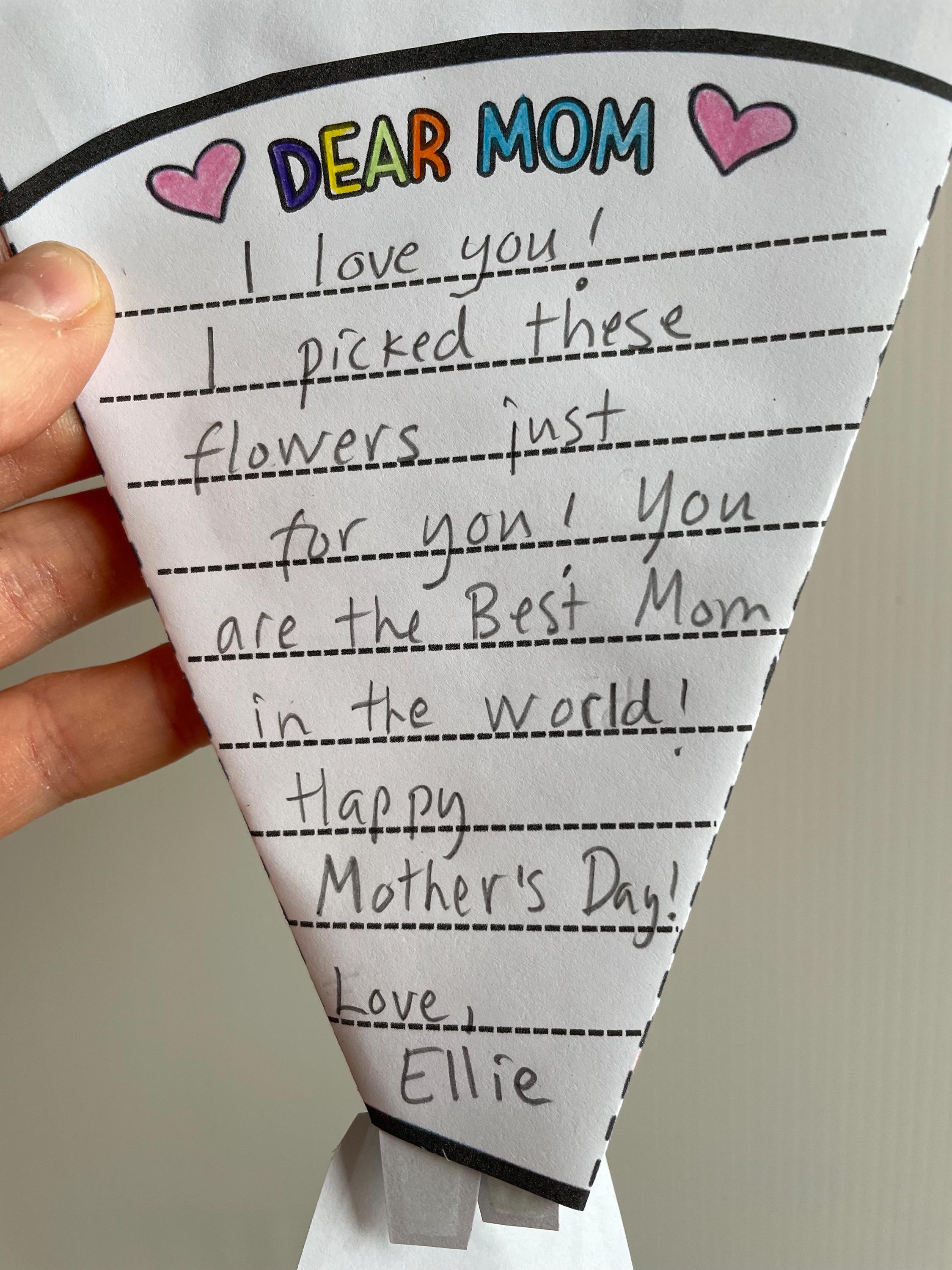 Mother's Day Coloring Card Tulip Flower Bouquet Craft, Mom Gift ...