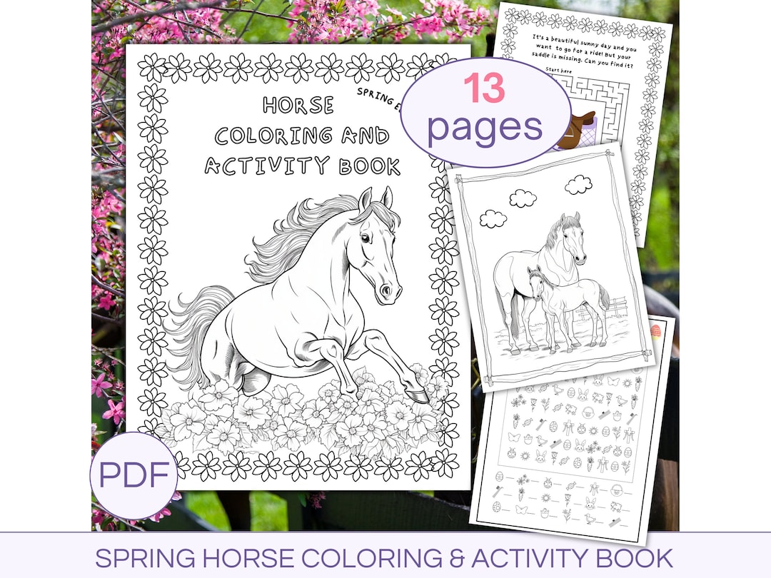 Horse Coloring Pages & Horse Activity Book for Kids, Horse Camp ...