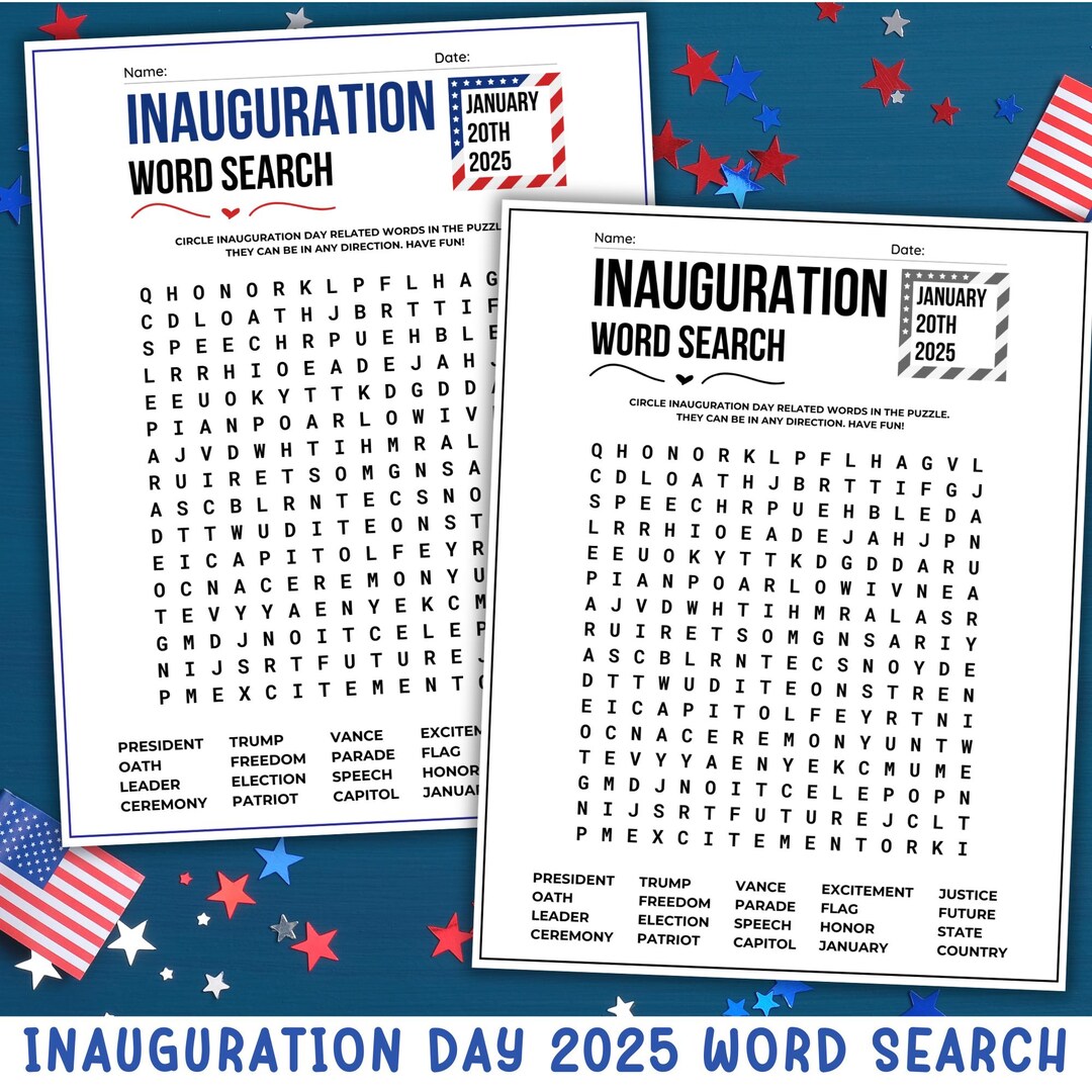 Inauguration Day 2025 Word Search, Presidential Inauguration Printable ...