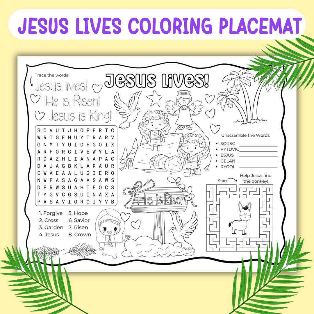 Holy Week Coloring Placemat Printable Christian Easter Worksheet Holy ...