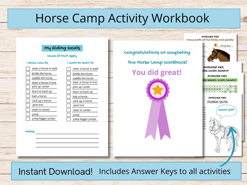 Printable Horse Camp Activity&coloring Workbook Horse Camp - Etsy