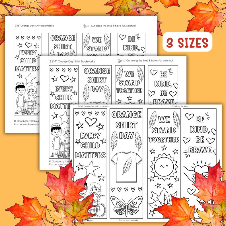 Orange Shirt Day Coloring Bookmarks for Kids, Kindness Classroom Craft ...