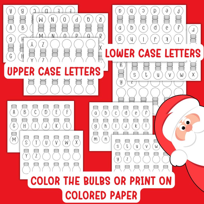 Christmas Light Bulbs Craft Activity for Kids, Holiday Name Alphabet ...