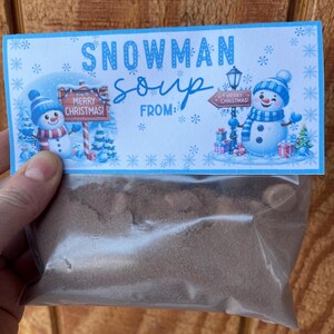 Snowman Soup Treat Bag Topper Printable Gift Labels, Hot Chocolate Tag ...