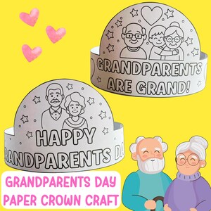 Grandparents Day Crown Coloring Craft Activity, Happy Grandparents Day ...