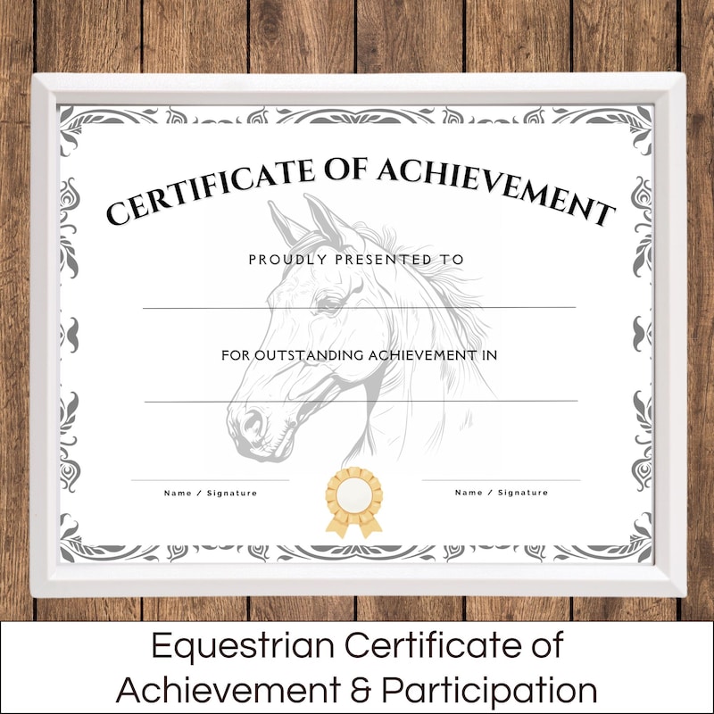 Printable Equestrian Certificate Templates - Etsy