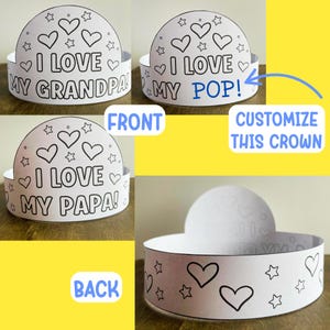 Grandparents Day Crown Coloring Craft Activity, Father's Day Grandpa ...
