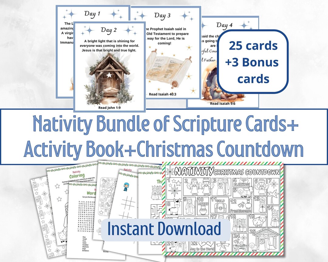 Printable Nativity Advent Bundle of Advent Cards, Nativity Activity ...