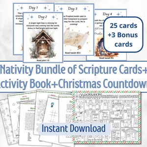 Printable Nativity Advent Bundle of Advent Cards, Nativity Activity ...