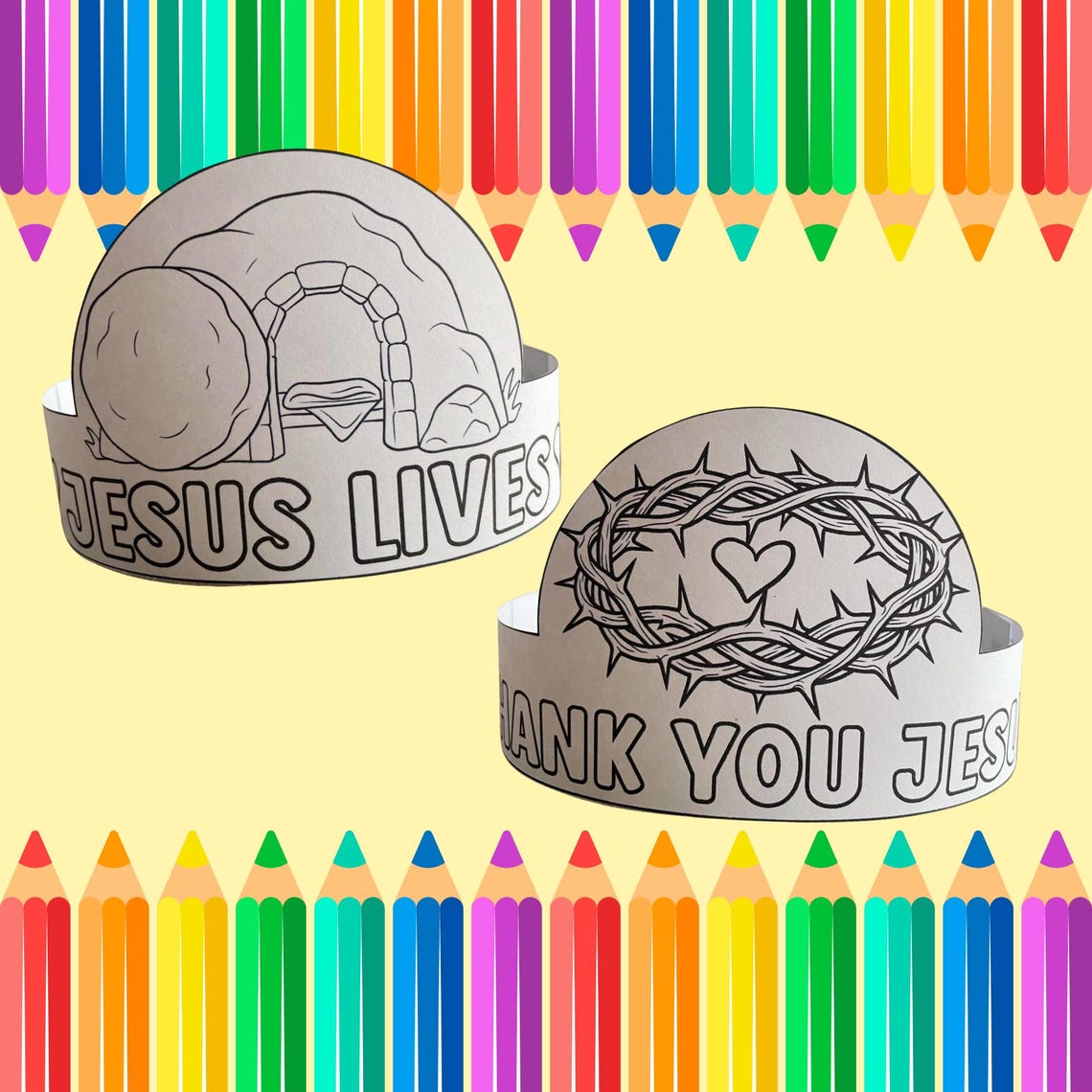Christian Easter Paper Crown Craft He is Risen Coloring Crown Spring ...