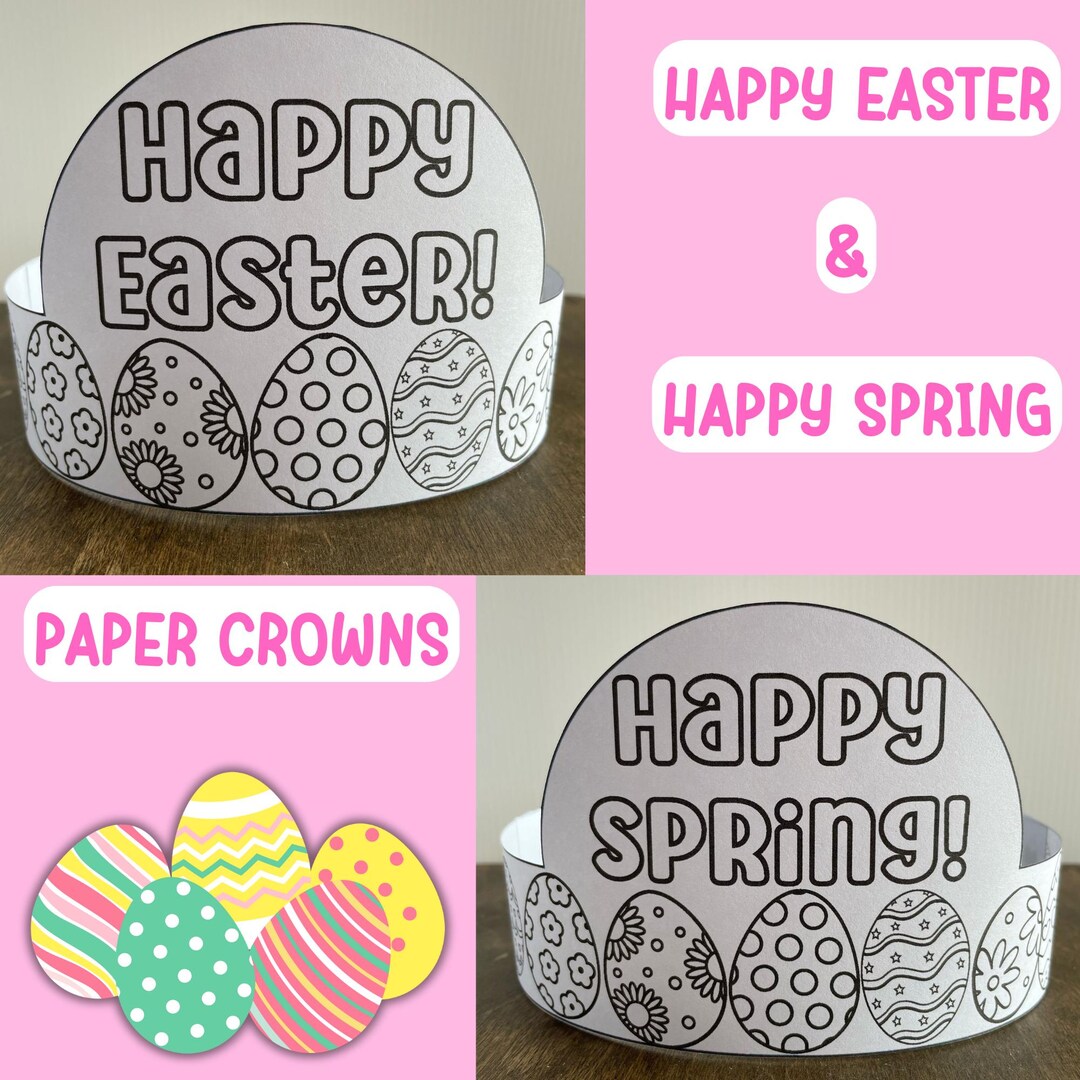 Easter Paper Crowns Craft, Happy Easter Egg Coloring Crown Activity for ...