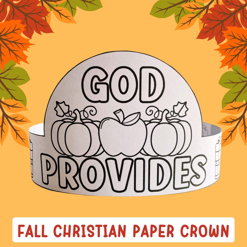Thanksgiving Coloring Crown for Kids, Printable Christian Fall Hat ...
