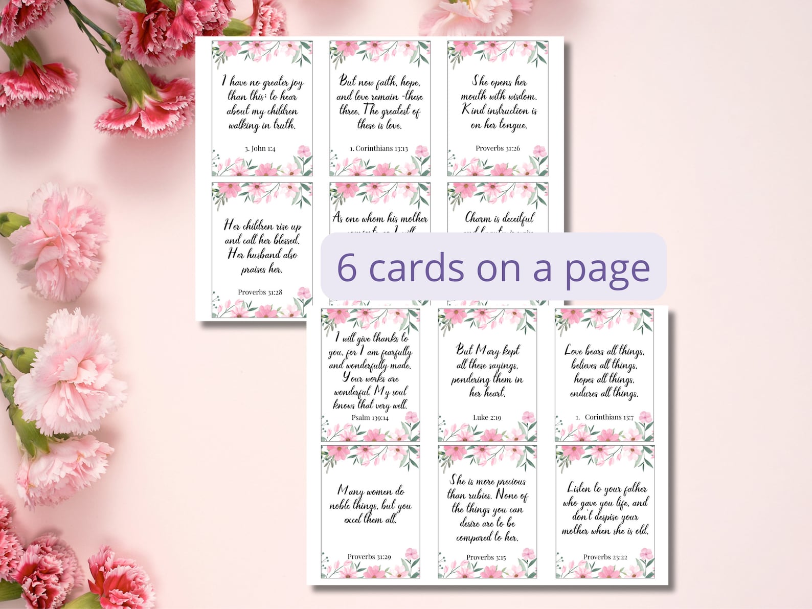 Mother's Day Scripture Cards Printable Mother's Day Bible Cards Mom ...