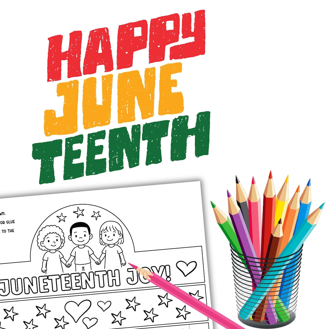 Juneteenth Coloring Crown Paper Craft Activity for Kids, Juneteenth ...