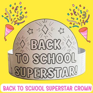 First Day of School Coloring Crown Craft Activity, Back to School Paper ...