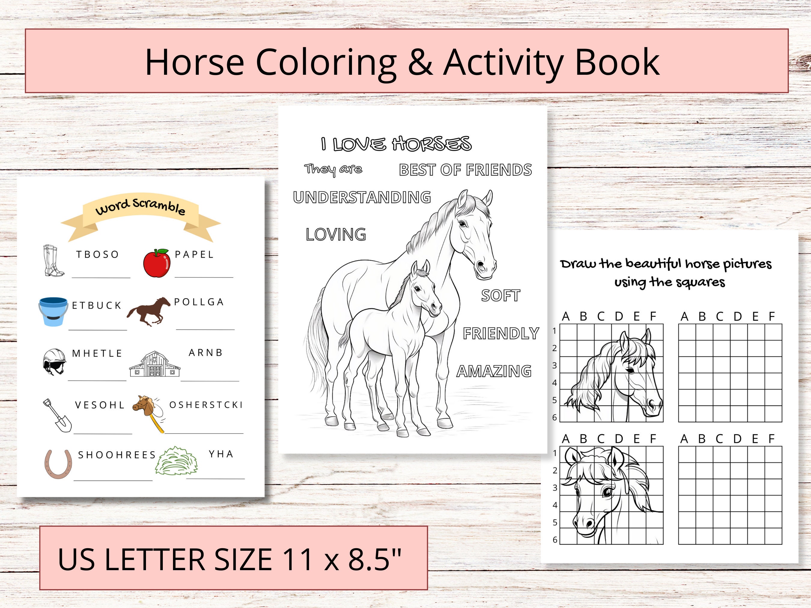 Printable Horse Coloring&activity Book for Kids Horse Camp - Etsy