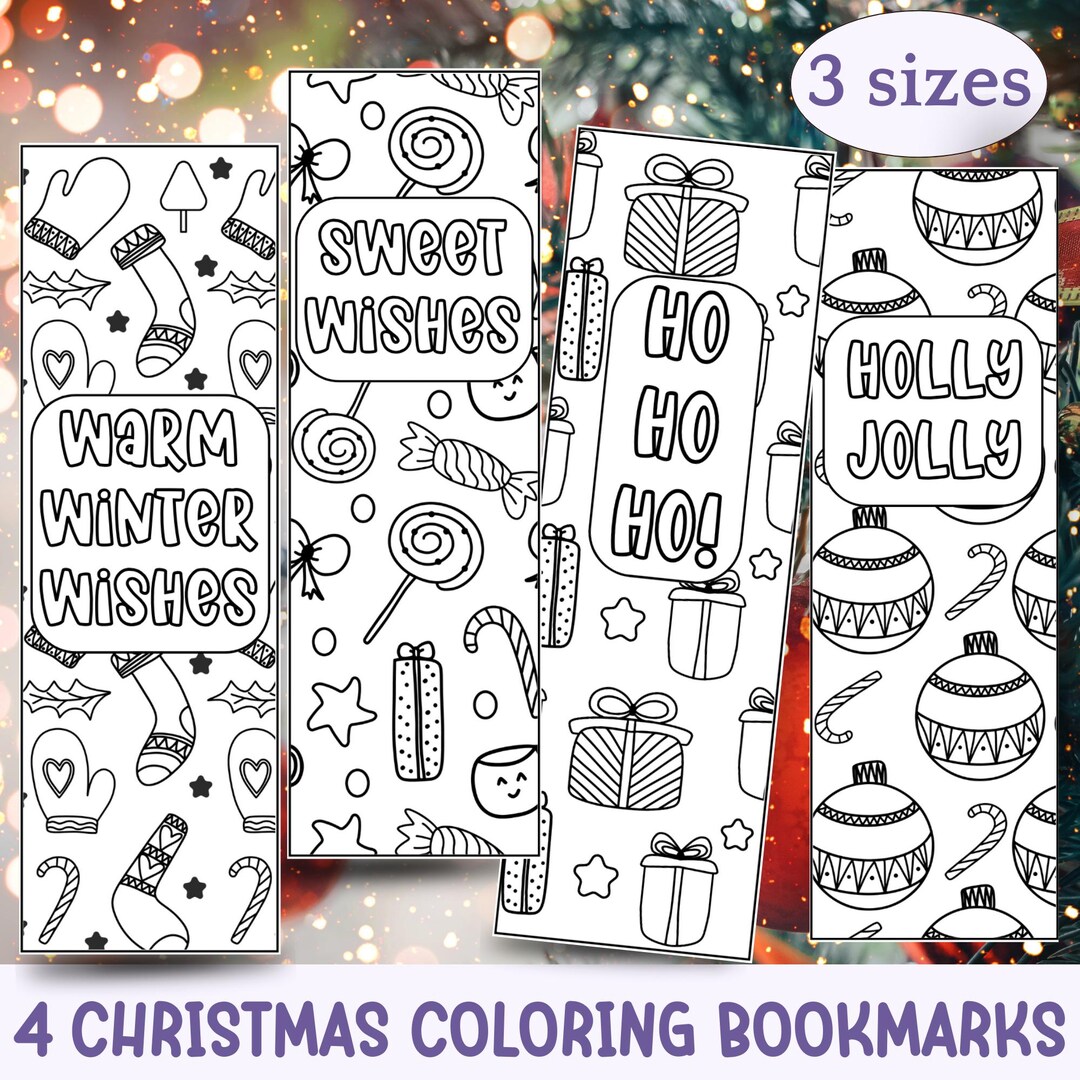 Christmas Coloring Bookmarks Printable, Bookmarks to Color, Winter ...