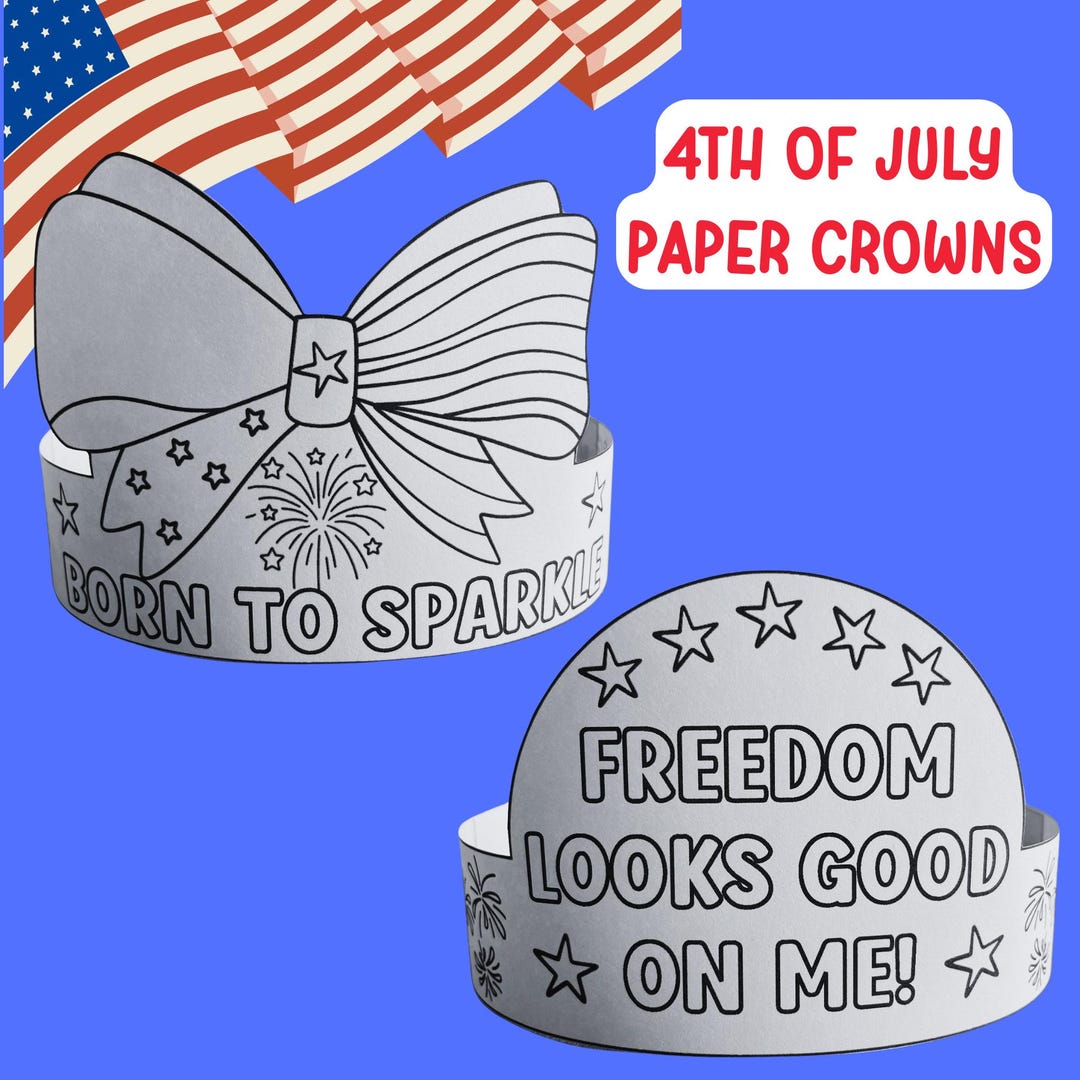 4th of July Coloring Crown Paper Craft Activity for Kids, Fourth of ...