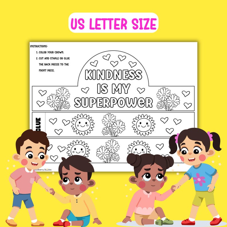 World Kindness Day Paper Crown Coloring Craft Activity for Kids ...