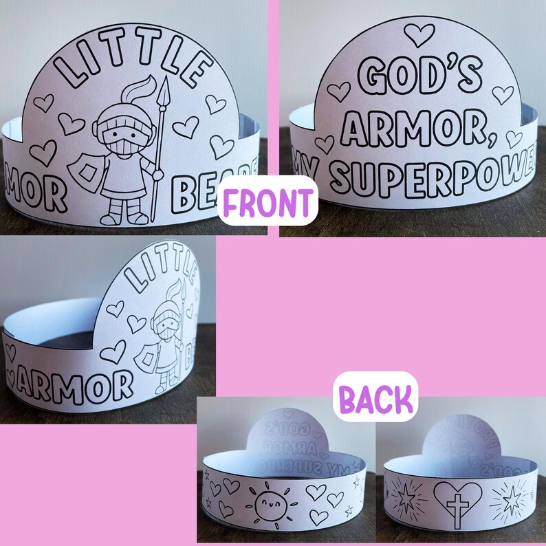 Armor of God Coloring Page Paper Crown Craft Activity Sunday School ...