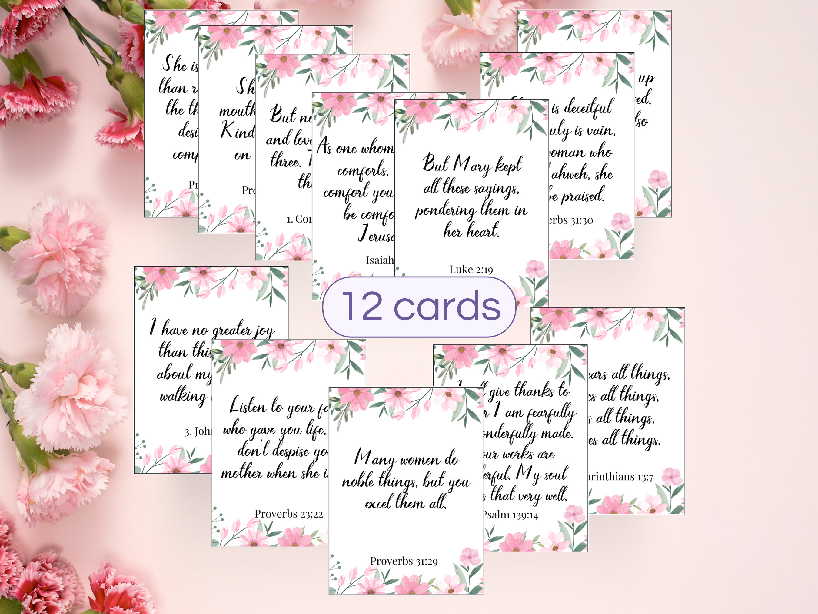 Mother's Day Scripture Cards Printable Mother's Day Bible Cards Mom ...