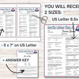 Printable Martin Luther King Day Trivia Game, MLK JR. Classroom ...