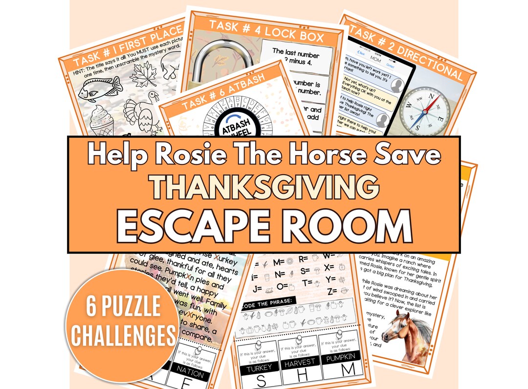 Thanksgiving Escape Room for Kids Thanksgiving Games Printable Family ...