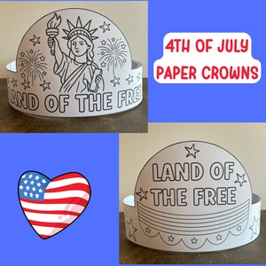 4th of July Coloring Crown Paper Craft Activity for Kids, Fourth of ...