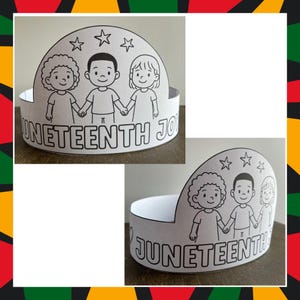 Juneteenth Coloring Crown Paper Craft Activity for Kids, Juneteenth ...