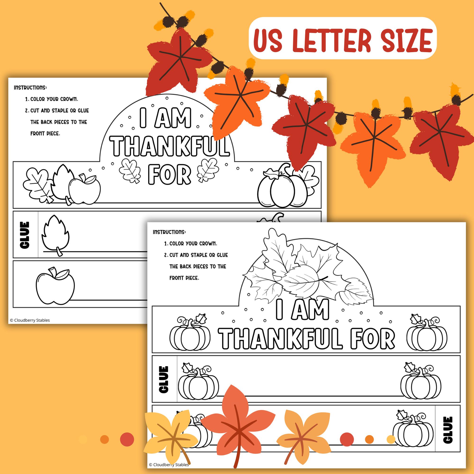 Thanksgiving Coloring Crown Craft for Kids, Printable Fall Hat Template ...