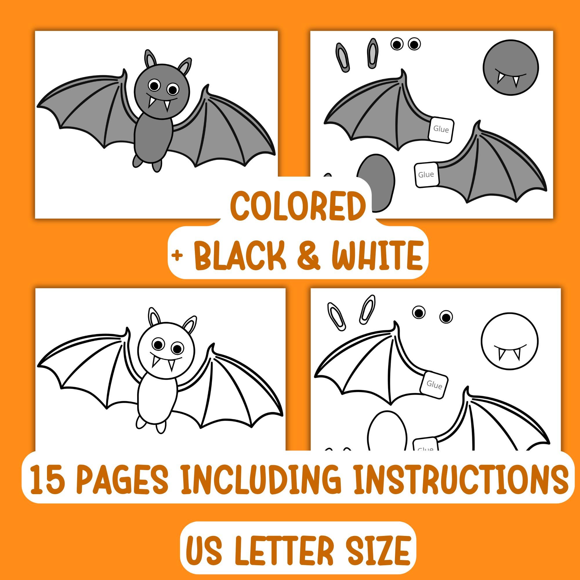 Build a Bat Paper Craft for Kids, Bat Writing Prompts Classroom Fall ...